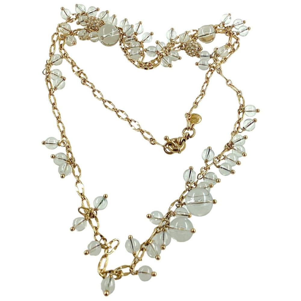 J Crew Long Dangling Chain Necklace, Gold Plated, 80s… - Gem